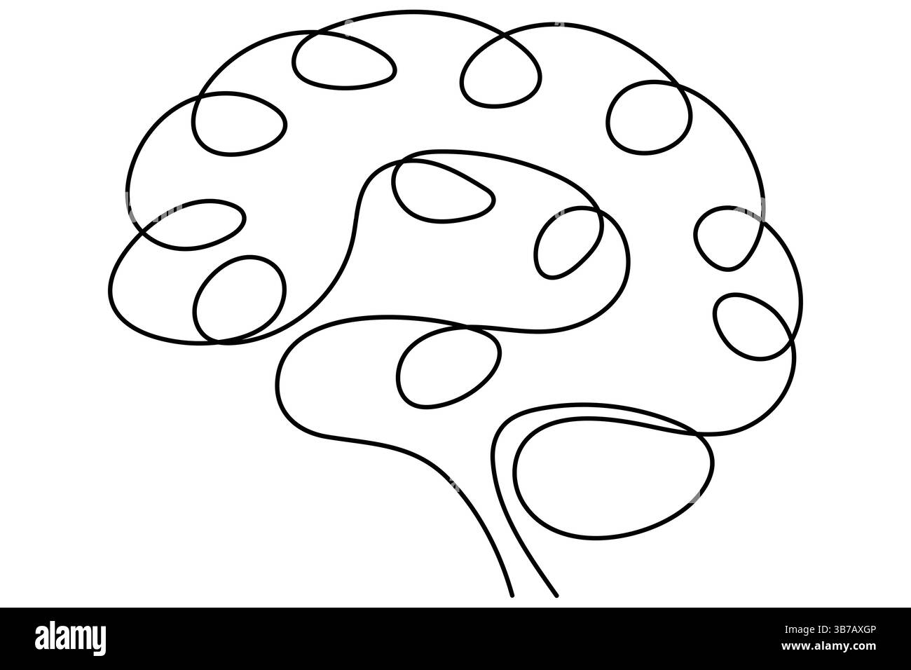 Continuous One line drawing of a stylized brain, perfect for medical or ...
