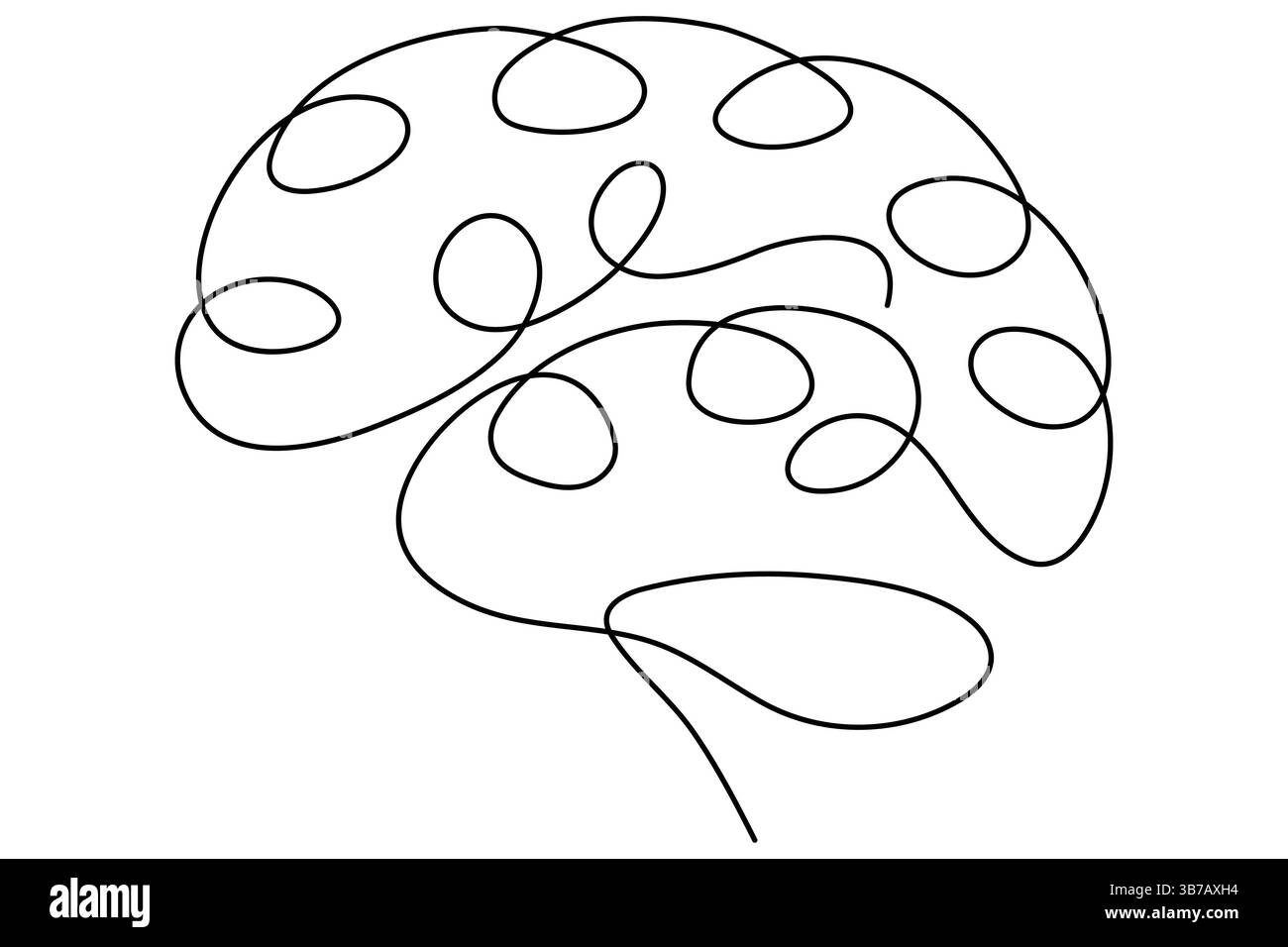 Continuous One line drawing of a stylized brain, perfect for medical or ...