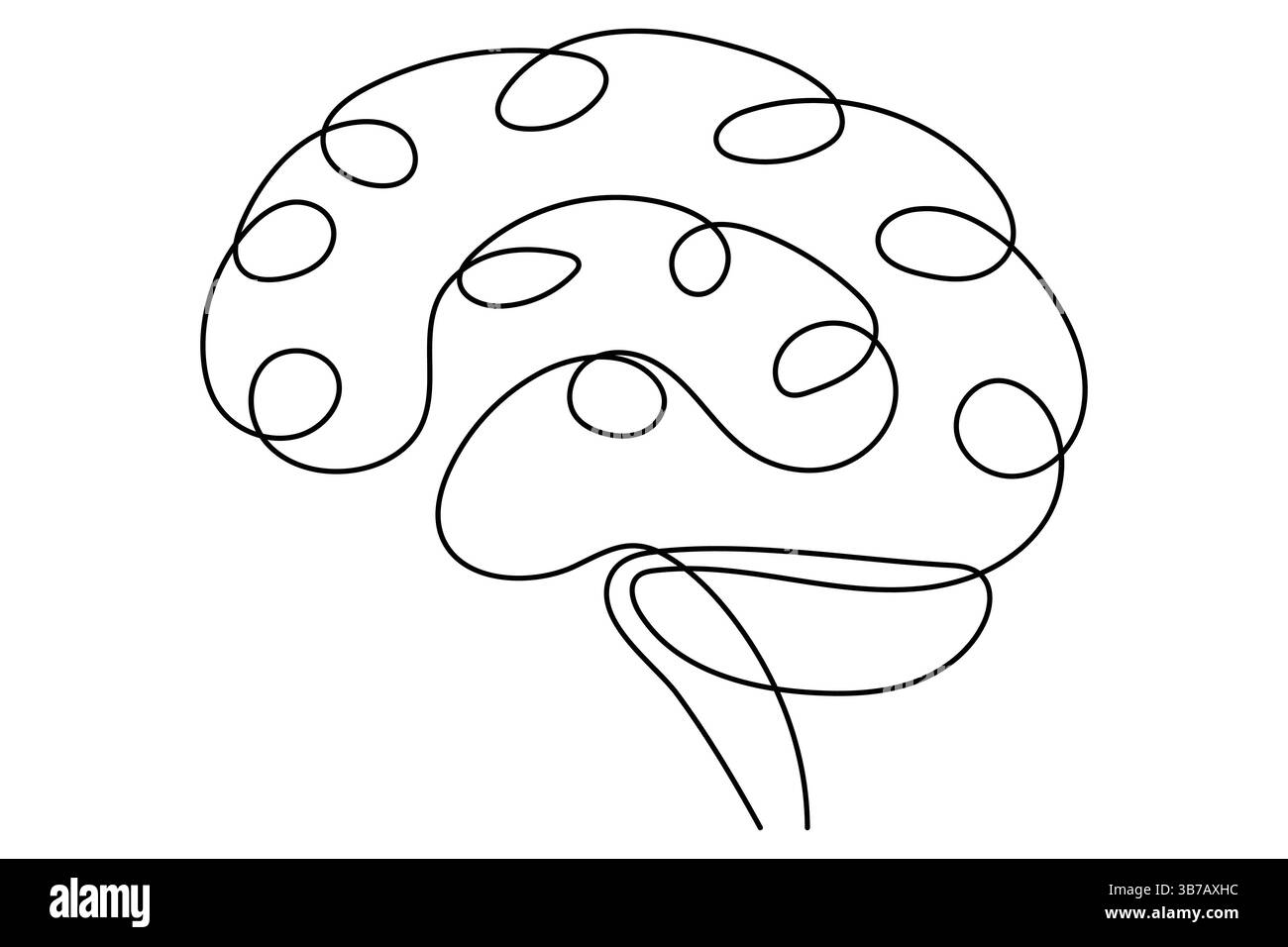 Continuous One line drawing of a stylized brain, perfect for medical or ...