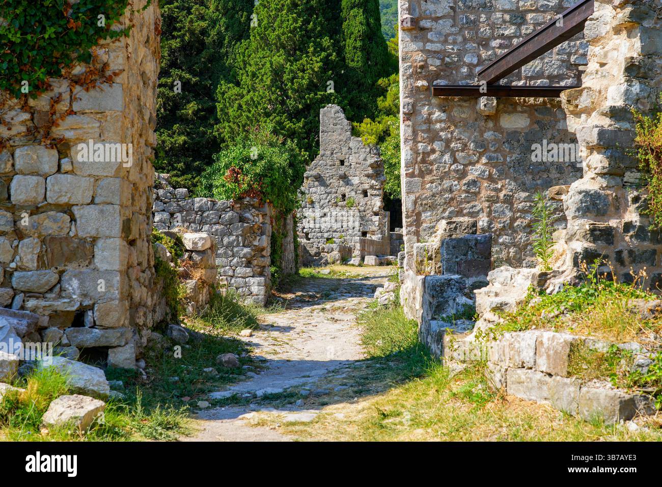 Stari grad Bar (Old Town of Bar), the ruins of an ancient walled city ...