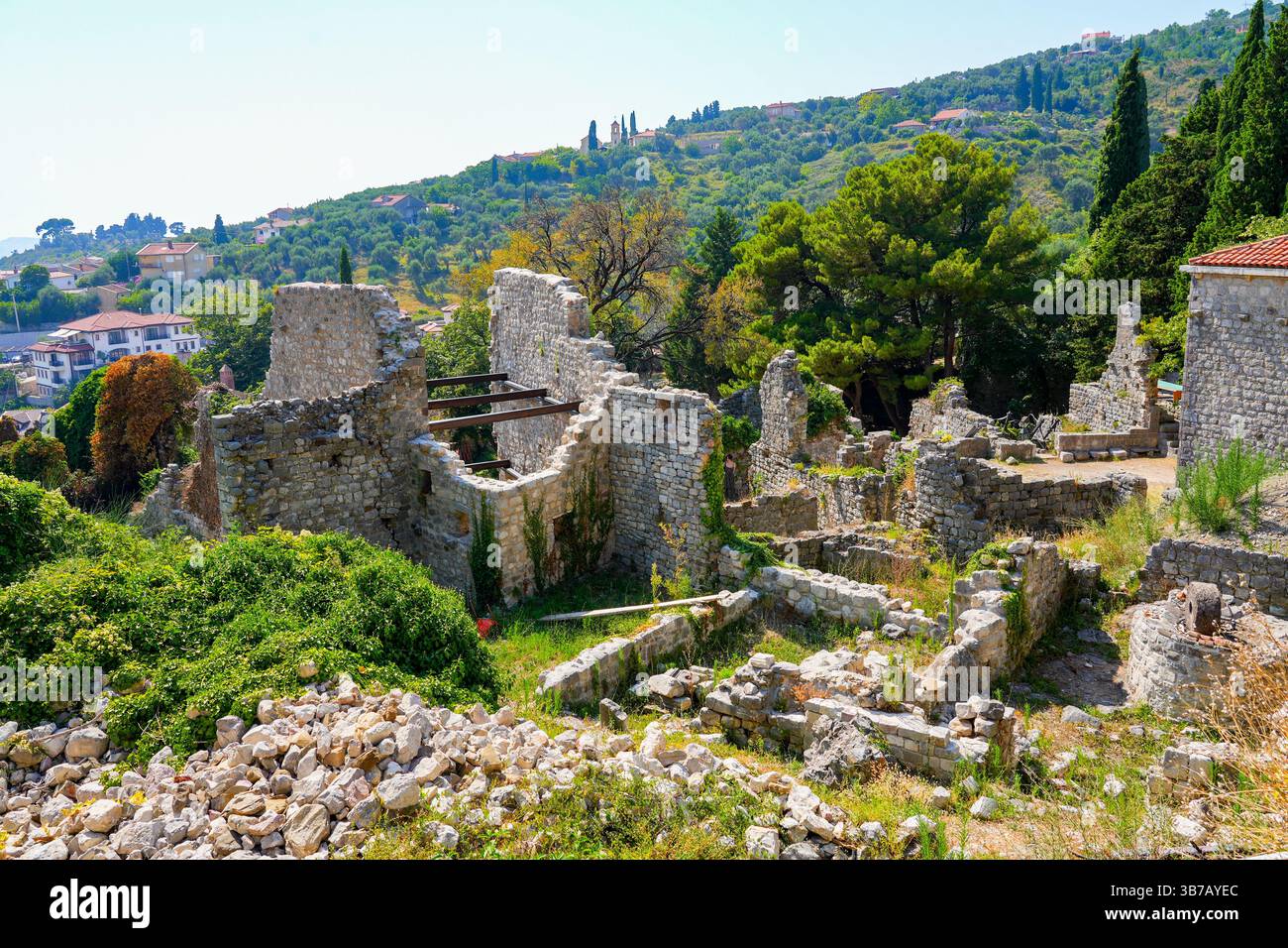 Stari grad Bar (Old Town of Bar), the ruins of an ancient walled city ...