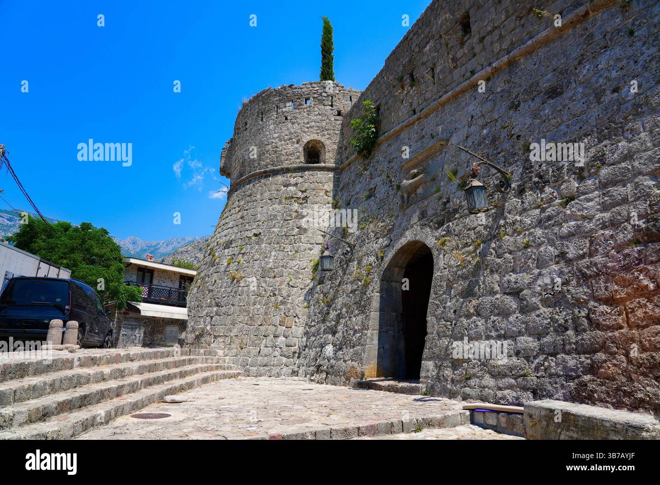 Gate of Stari grad Bar (Old Town of Bar), the ruins of an ancient ...
