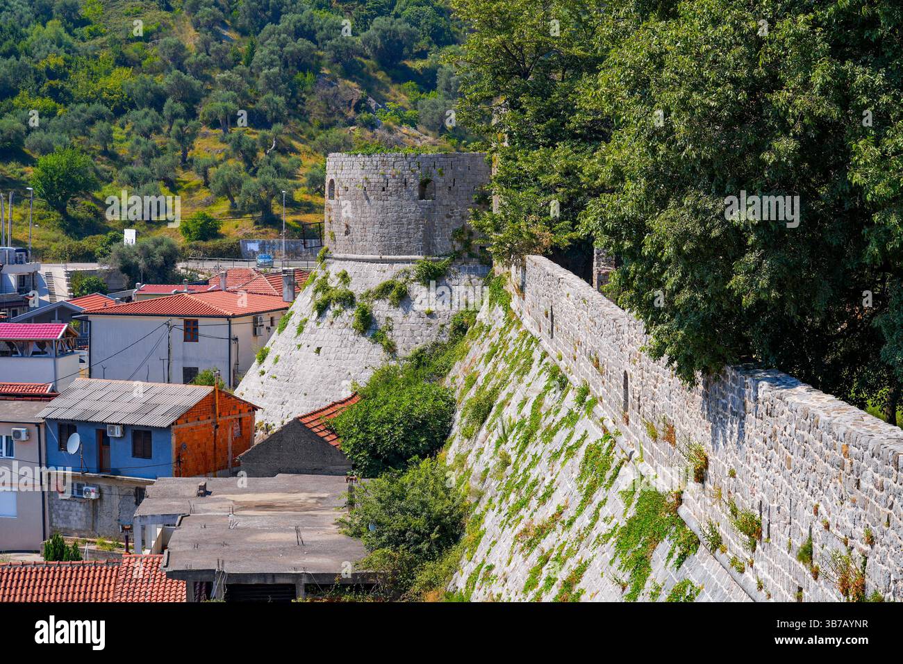 Watch tower of Stari grad Bar (Old Town of Bar), an ancient walled city ...