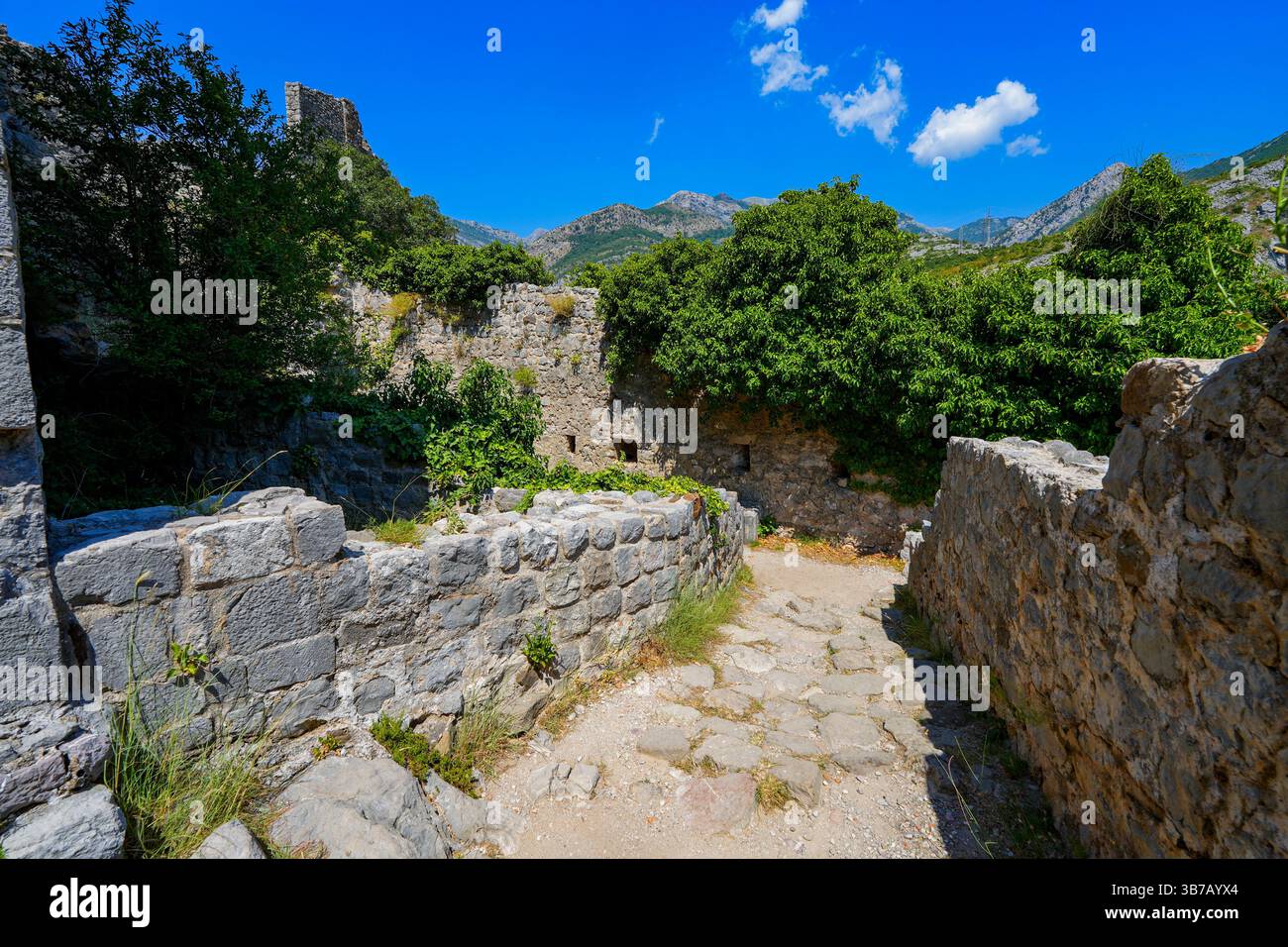 Stari grad Bar (Old Town of Bar), the ruins of an ancient walled city ...