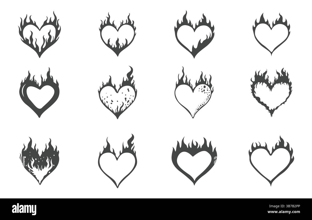 Flaming heart svg, Flaming heart silhouette, Flaming heart outline ...