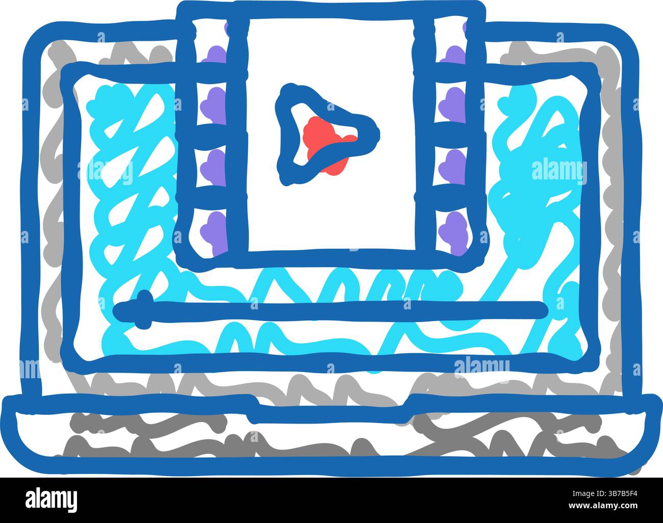 film watching on laptop icon doodle illustration Stock Vector Image ...