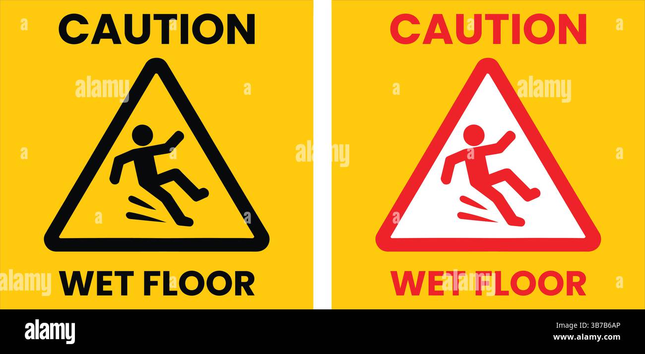 Caution wet floor symbol designed for public safety, used in offices ...