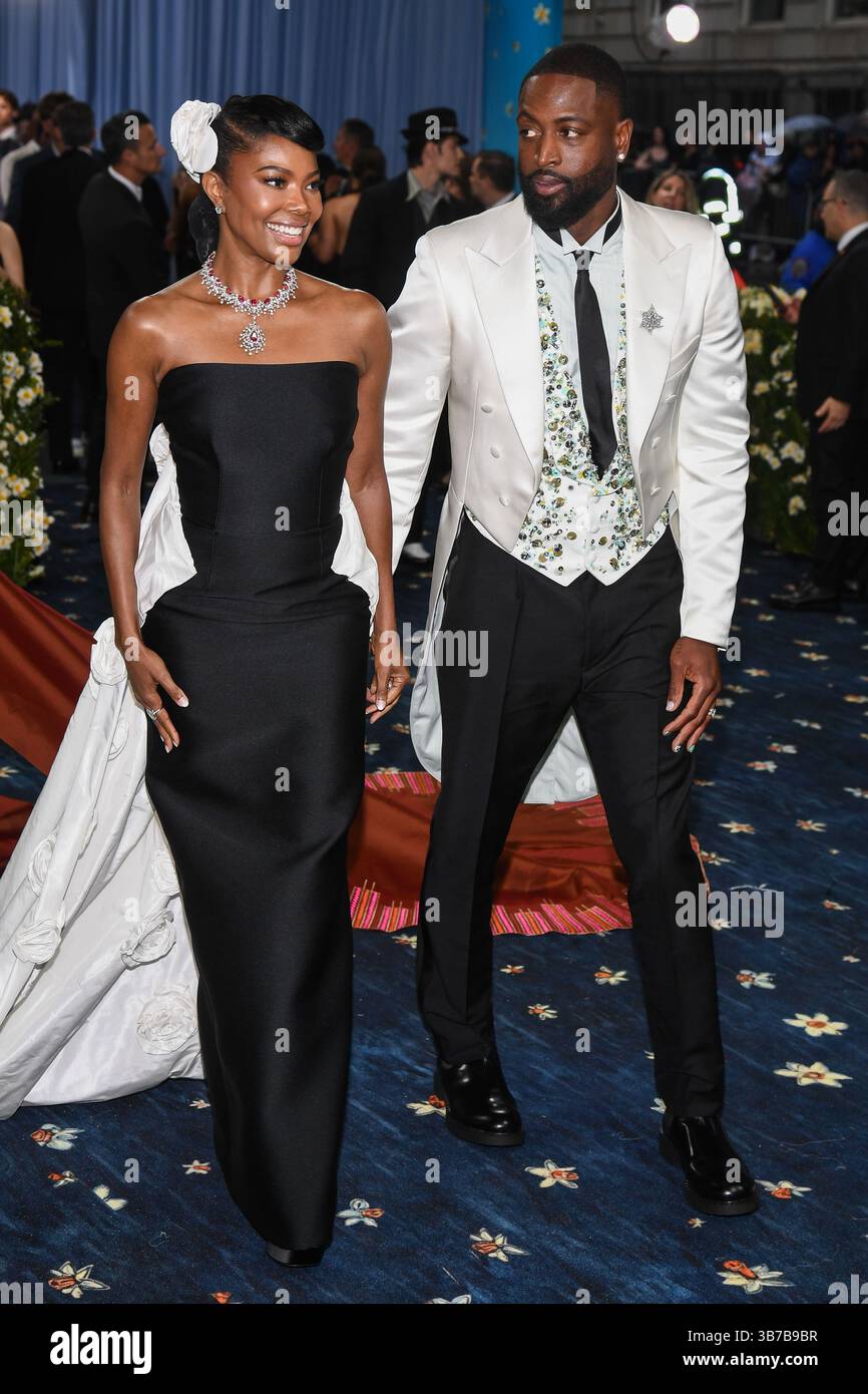 New York, USA. 05th May, 2025. Gabrielle Union and Dwyane Wade walking ...