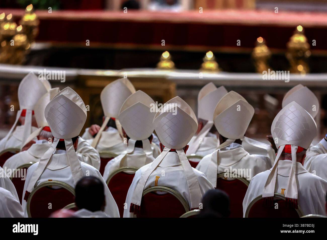 Rome, Italy. 03rd May, 2025. Seated Cardinals Wearing the Mitre ...