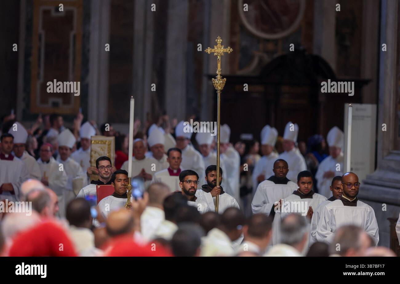 Rome, Italy. 03rd May, 2025. The cardinals enter in procession ...