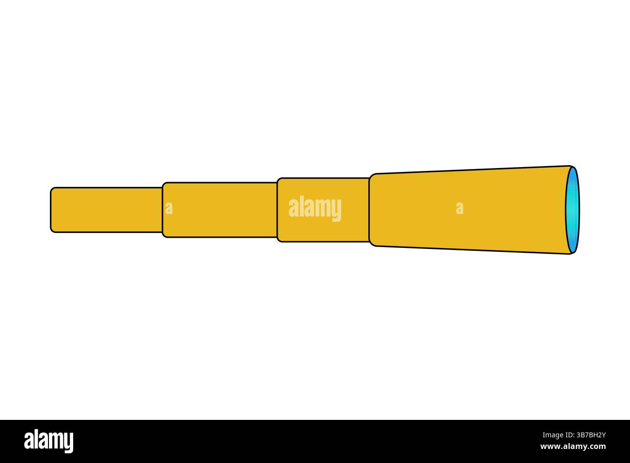 Detailed illustration of a classic vintage gold telescope. Spyglass ...