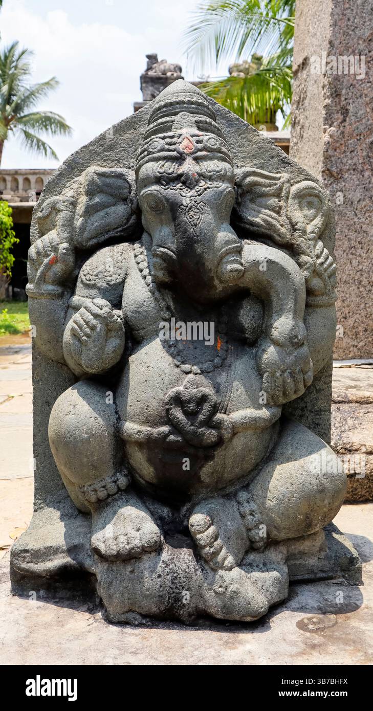 Carved sculpture of 11th-century Lord Ganesha at Shri Someshwara ...