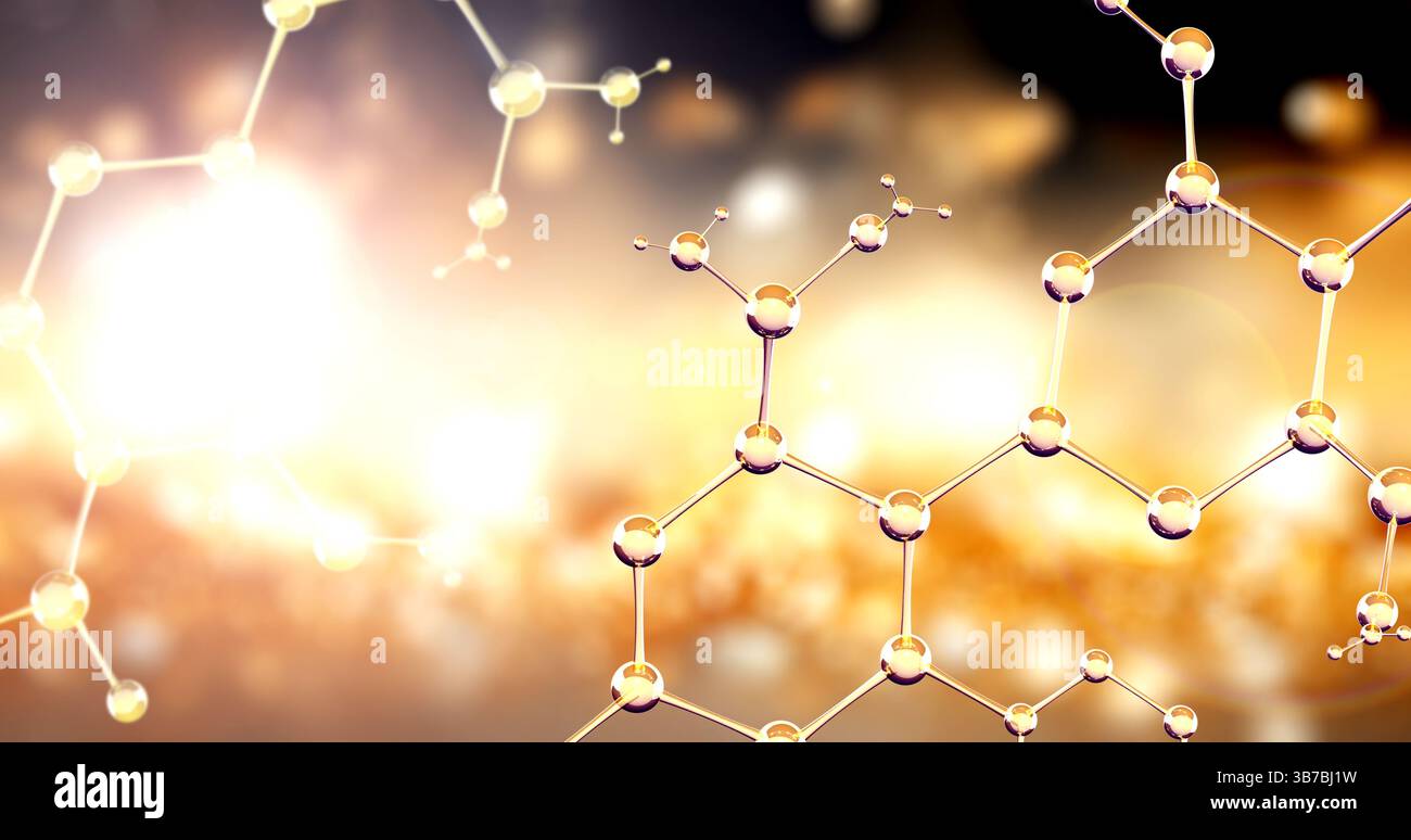 Vertical or horizontal banner with model of abstract molecular ...