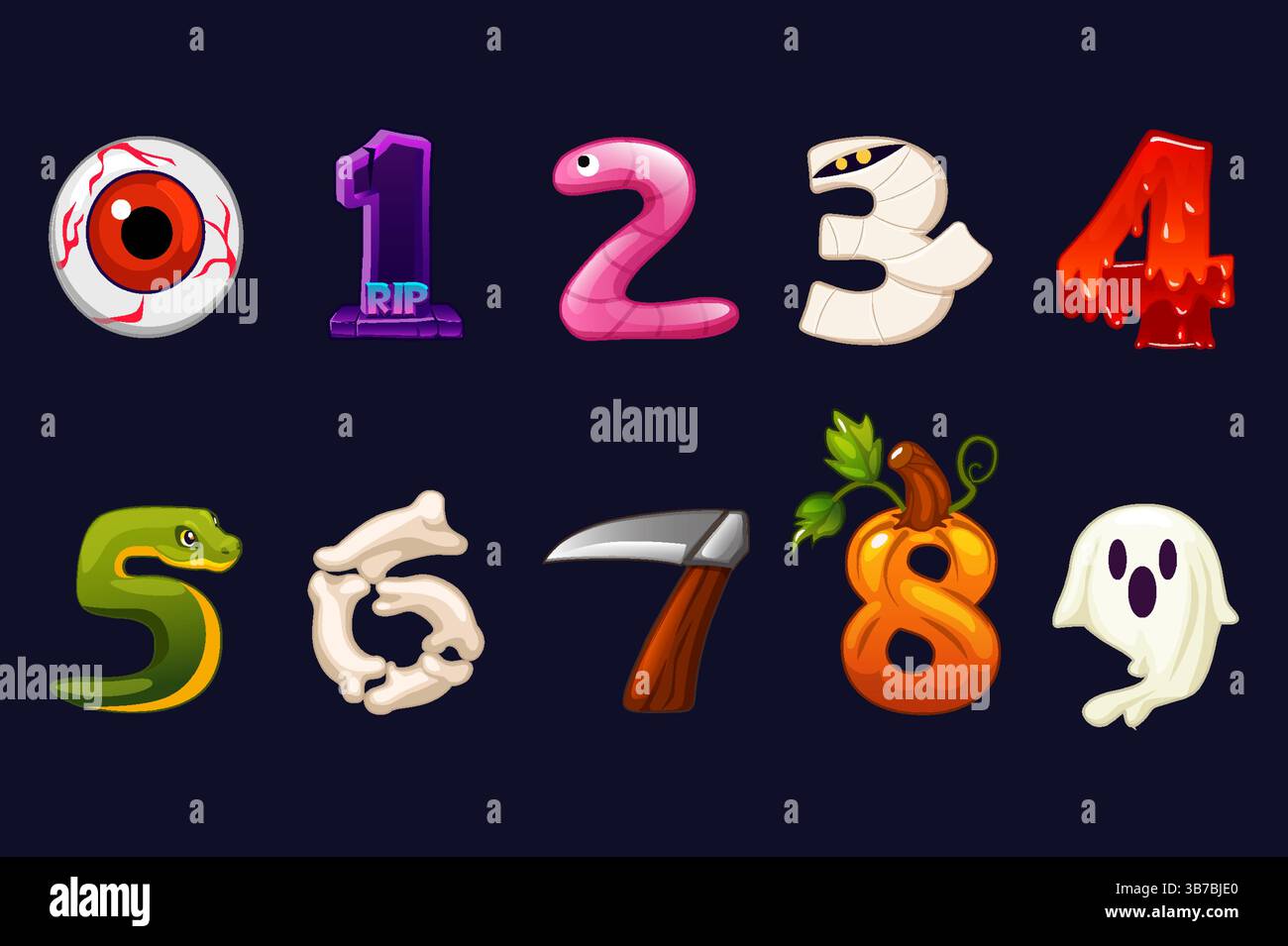 Halloween numbers. Numbers for children with Halloween elements, from 1 ...