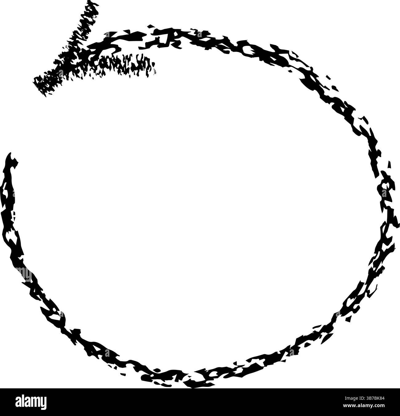 Chalk hand drawn circle arrow. Vector textured charcoal doodle sketch ...