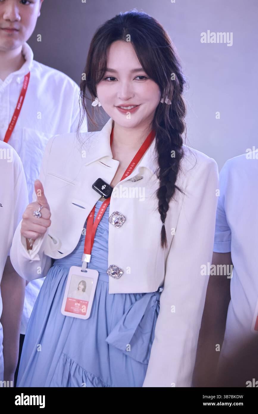 Chinese actress and singer Jin Sha attends an activity in Shanghai ...