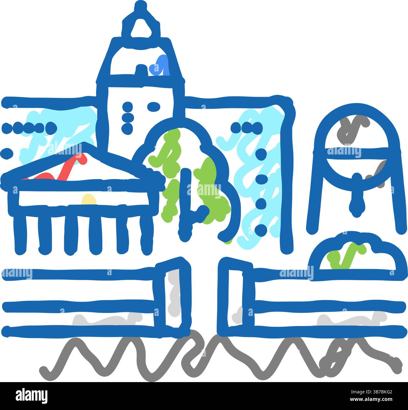 museum gallery art object construction icon doodle illustration Stock ...