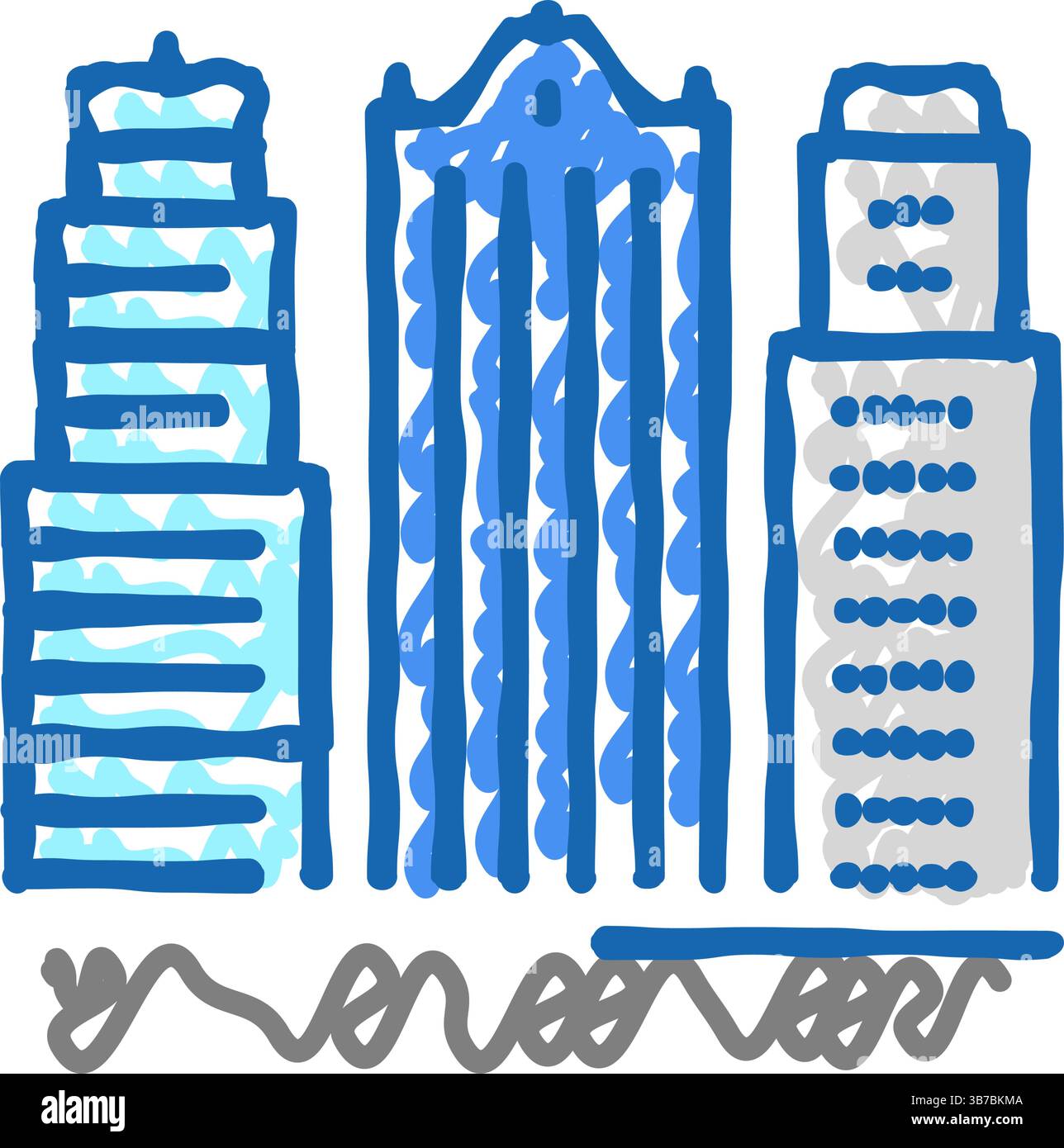 skyscraper business center building icon doodle illustration Stock ...