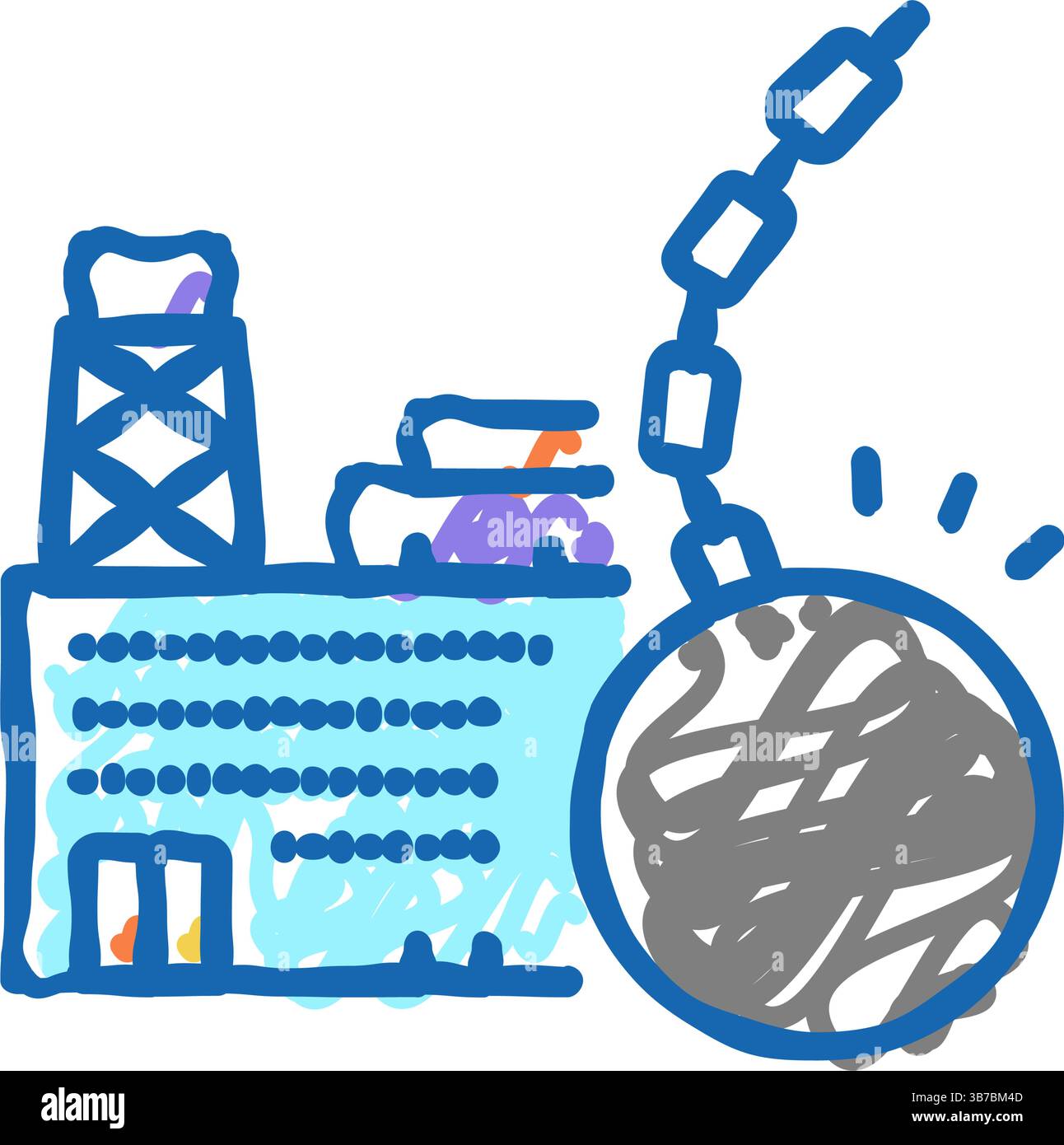 manufacturing factory demolitions icon doodle illustration Stock Vector ...