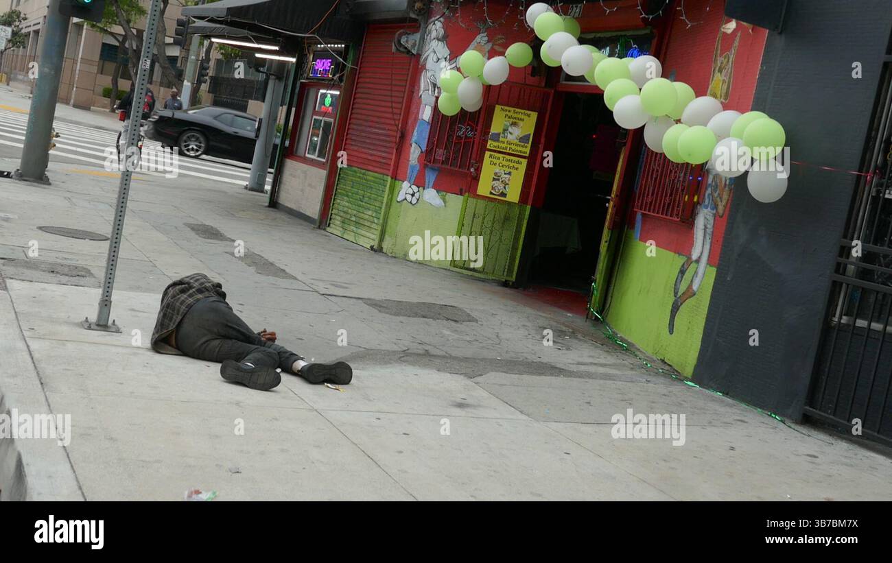 Los Angeles, California, USA 4th May 2025 Homeless Man sleeping on ...