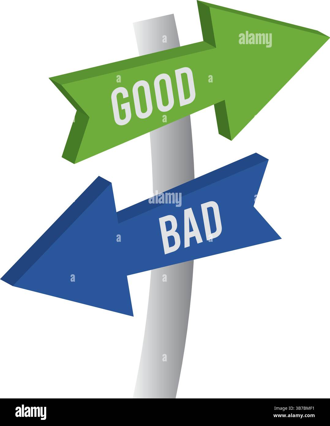 3D Illustration of Two-Way Road Sign with Good vs Bad Arrows – Business ...