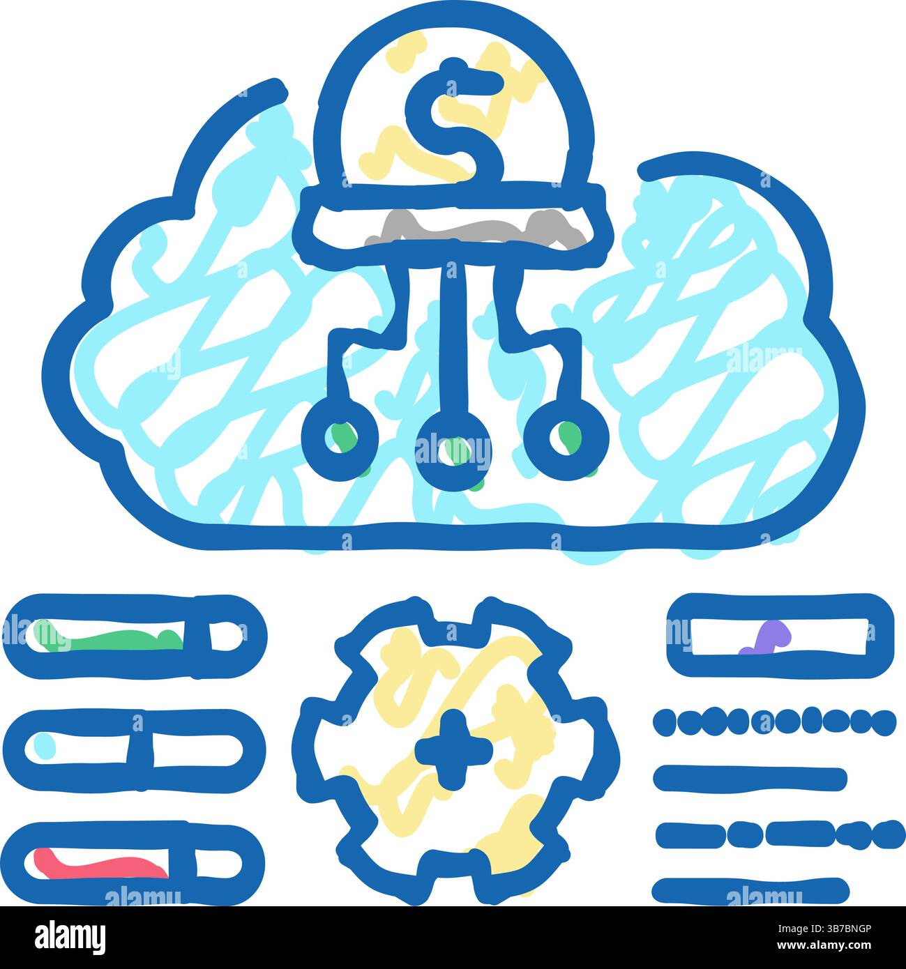 cost researching company and processing icon doodle illustration Stock ...
