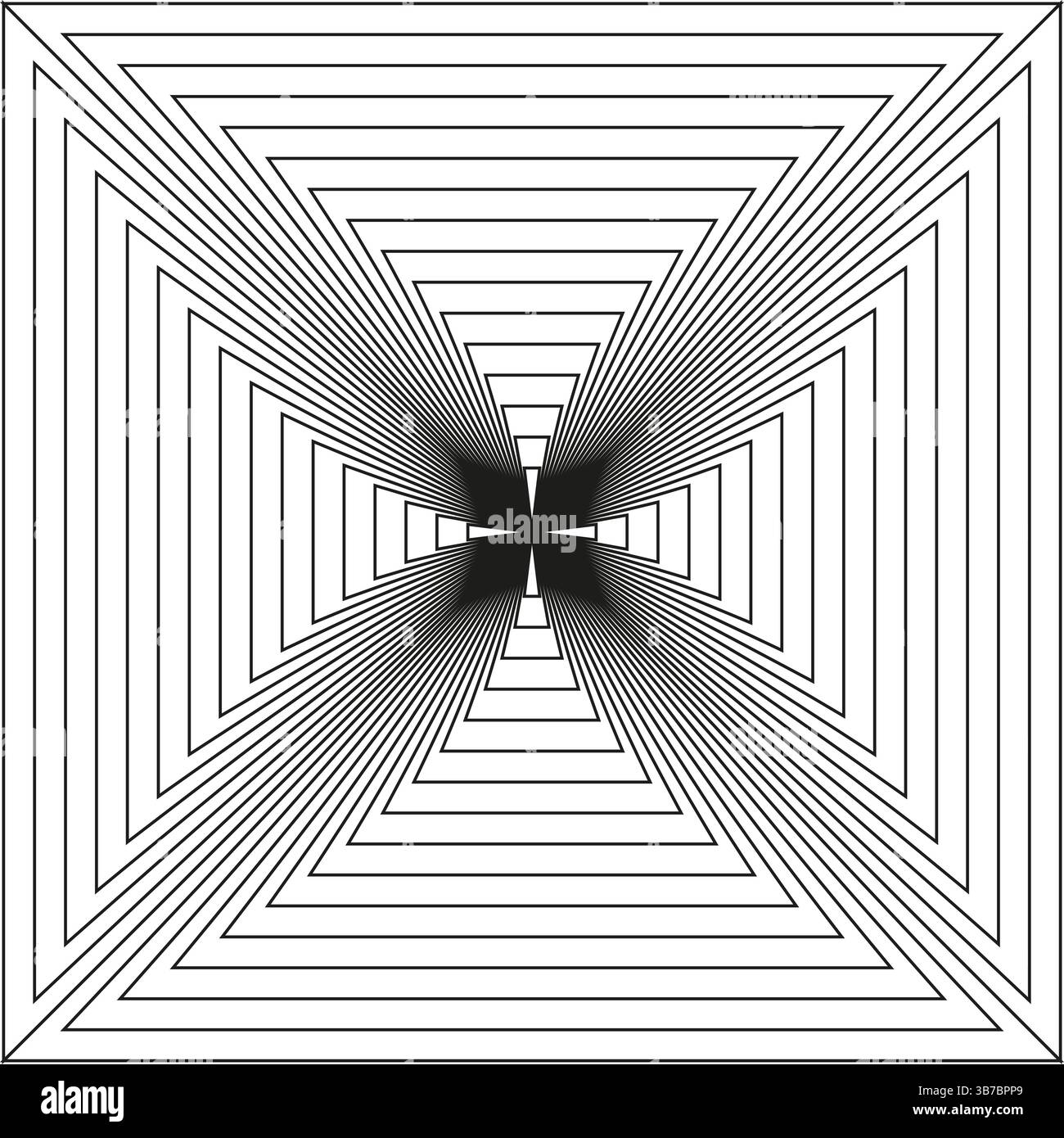 Optical triangle grid. Linear motion field. Converging vector lines. Black shape illusion Stock ...