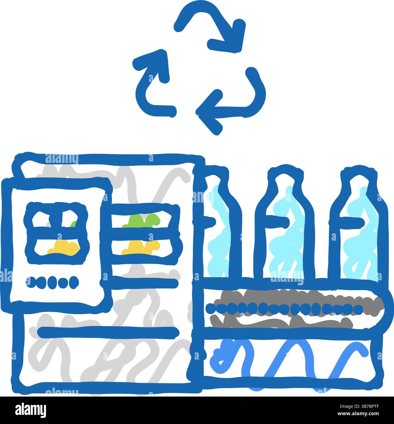 plastic recycling conveyor icon doodle illustration Stock Vector Image ...