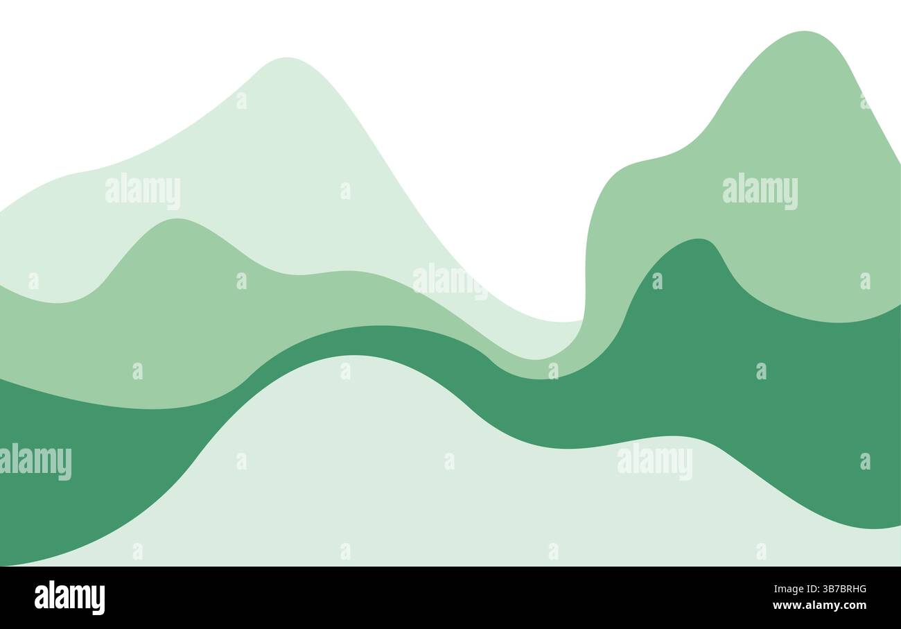 Minimal abstract mountain landscape background design with green color ...