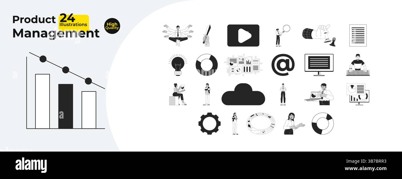 Product management tools and strategy outline illustrations mega bundle ...