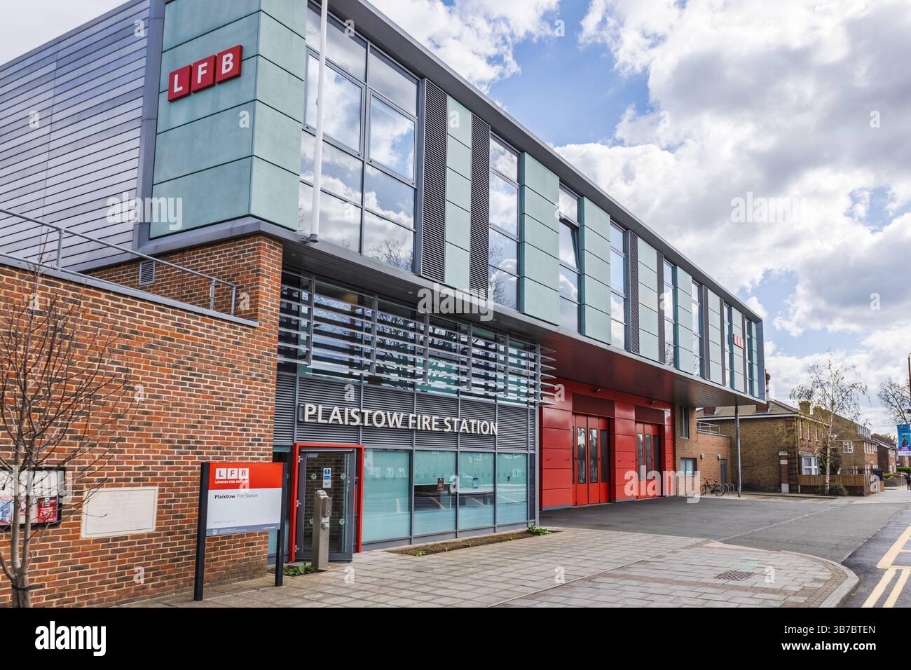 Plaistow Fire Station exterior with modern architecture. London, UK, 24 ...