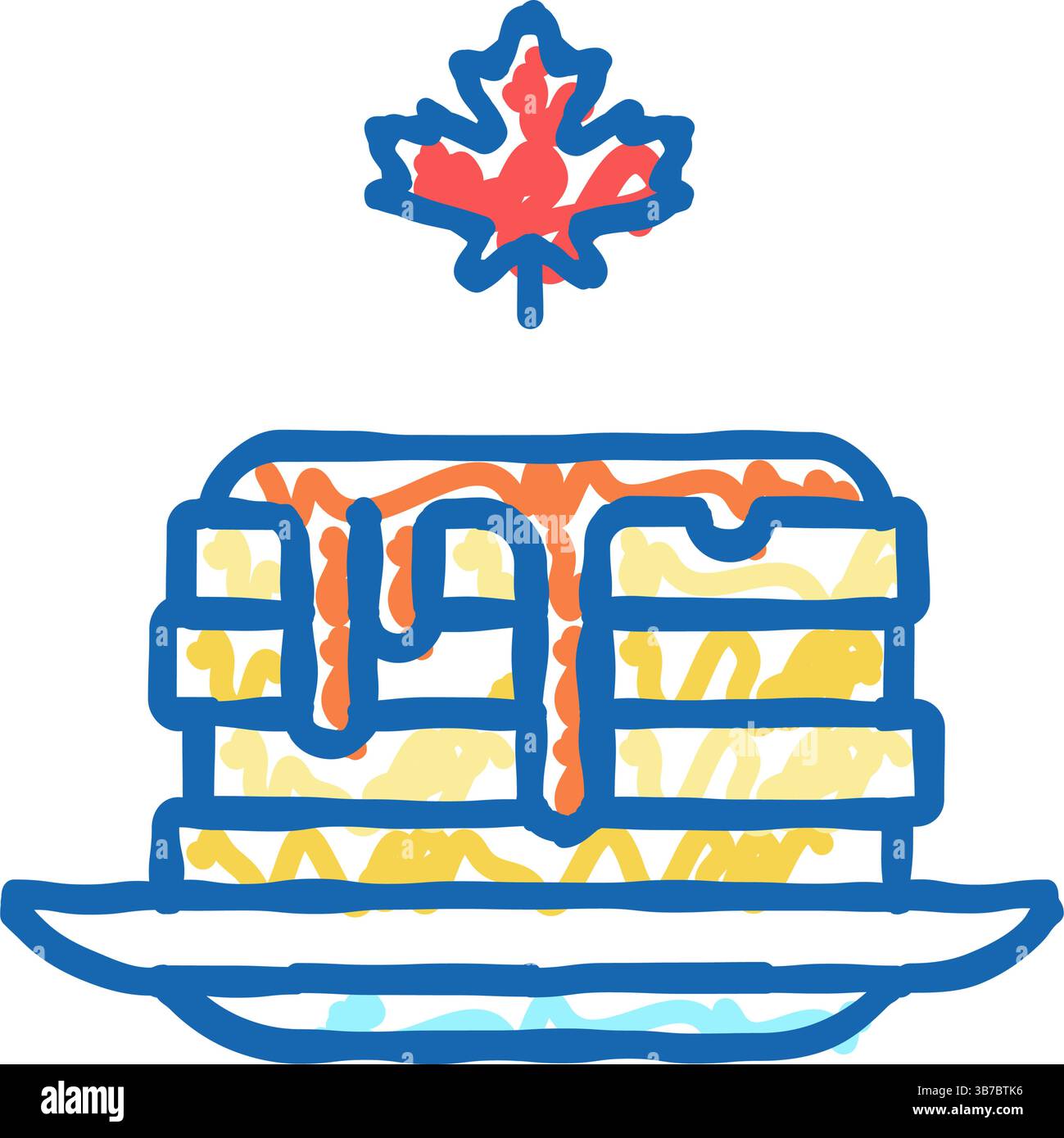 pancake with maple syrup icon doodle illustration Stock Vector Image ...