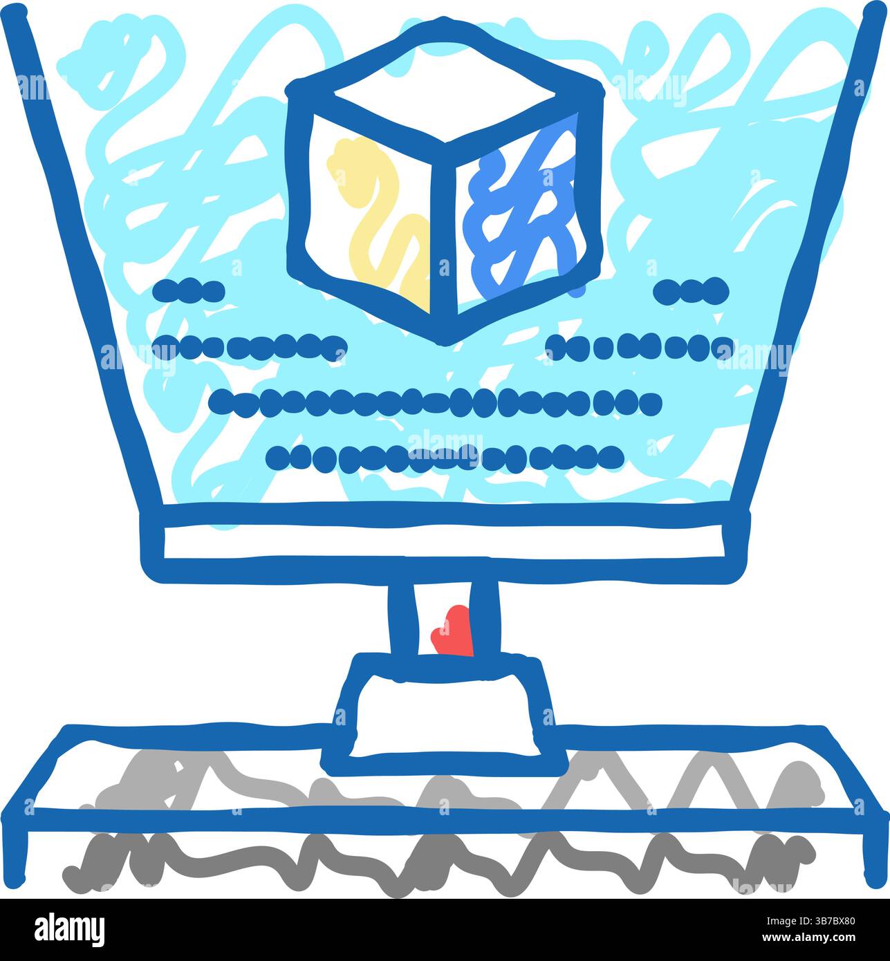 3d hologram icon doodle illustration Stock Vector Image & Art - Alamy