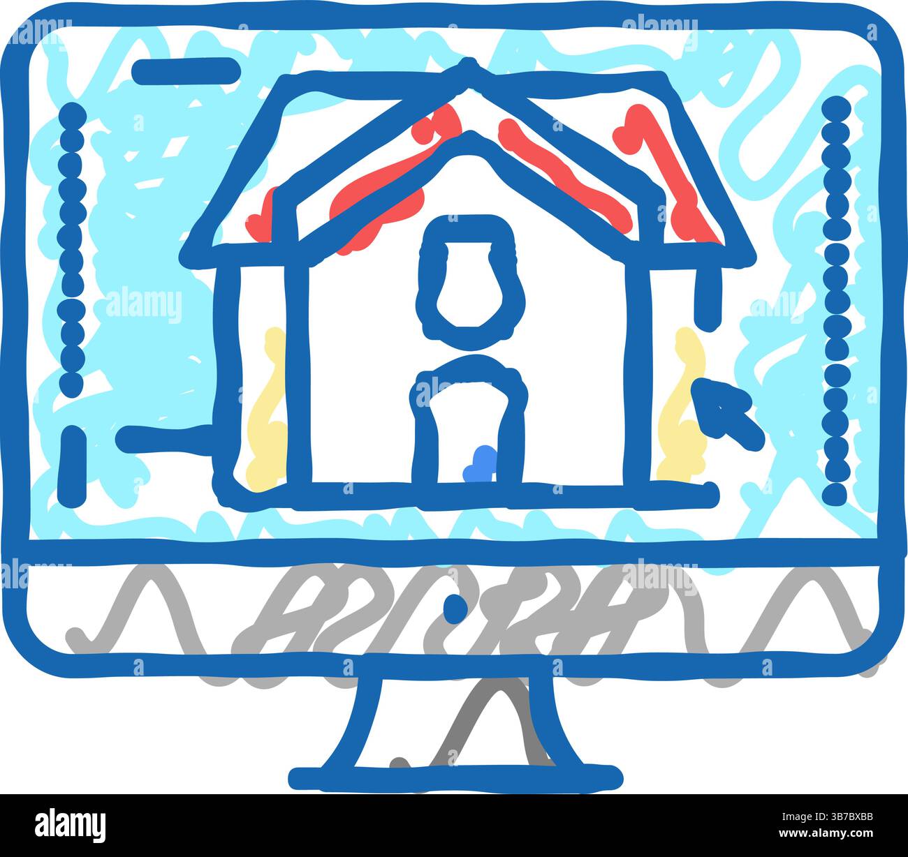 3d architecture visualization icon doodle illustration Stock Vector ...