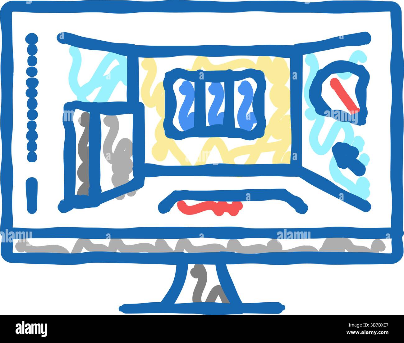 3d interior visualization icon doodle illustration Stock Vector Image ...