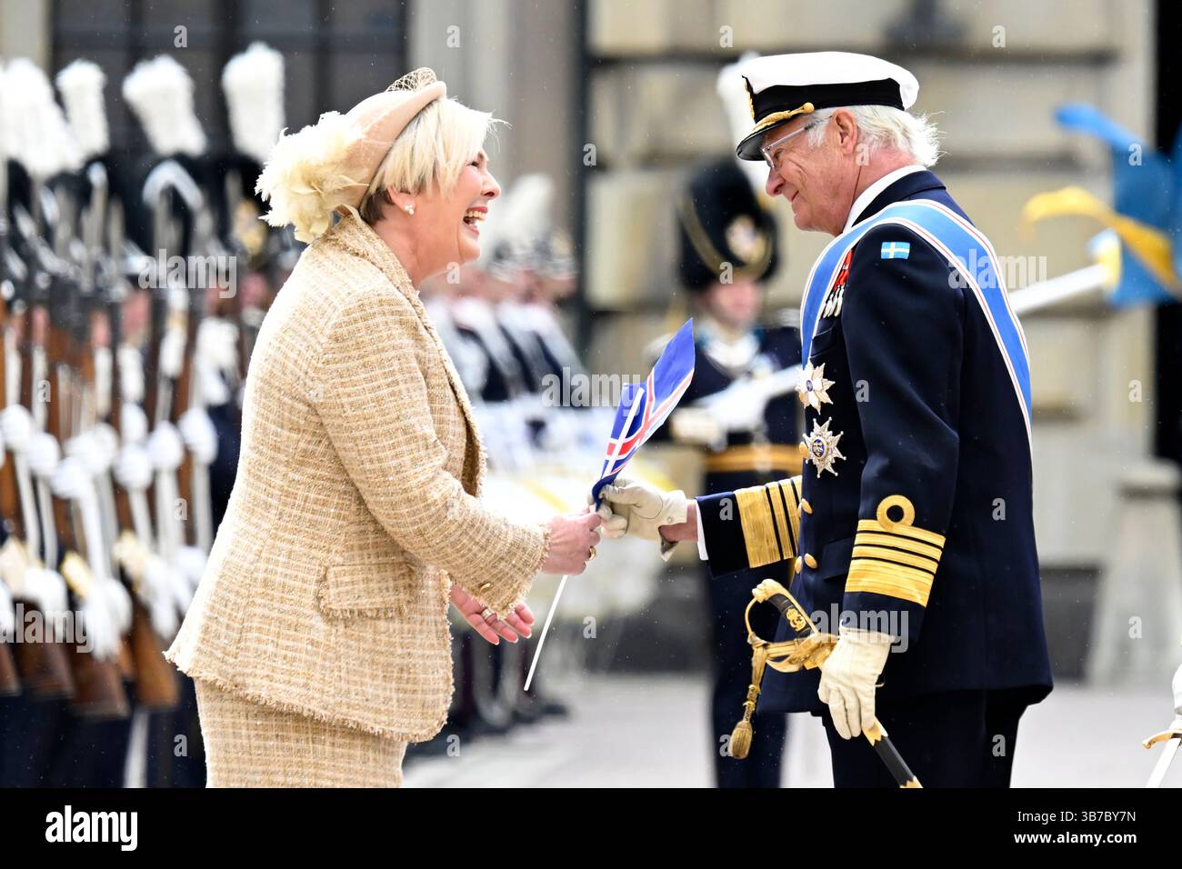 Stockholm, Sweden. 06th May, 2025. King Carl XVI Gustaf and President ...