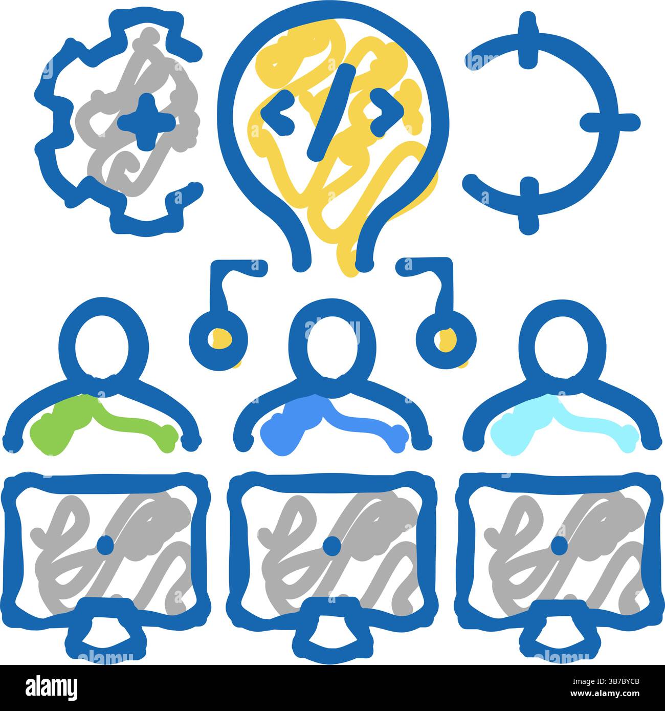 hackathon fintech development icon doodle illustration Stock Vector ...