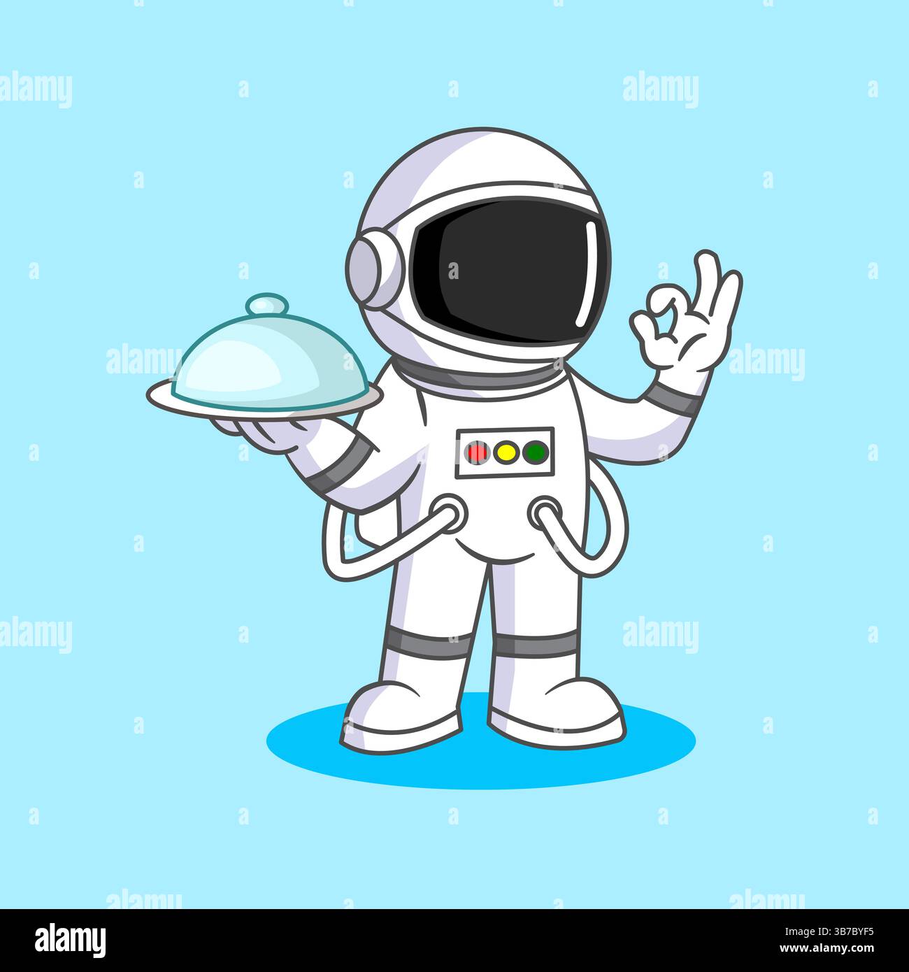 Cute Chef Astronaut Serving Food in Space Vector Illustration Cartoon ...