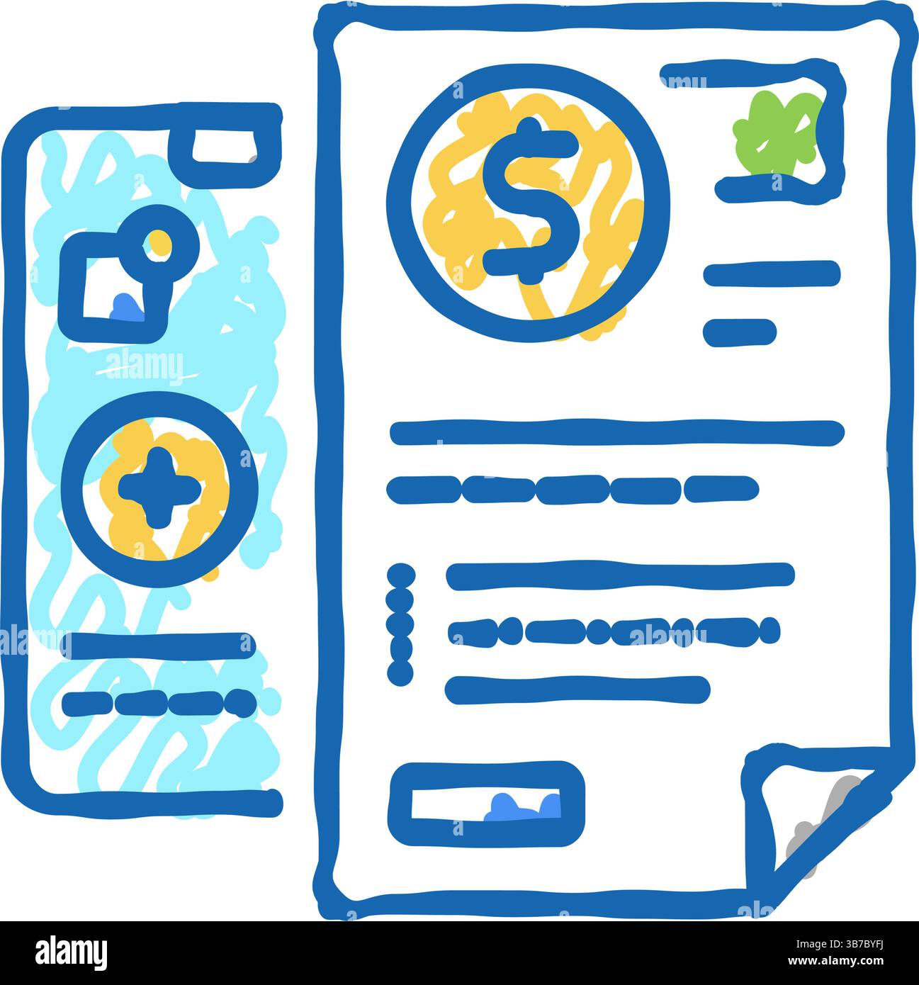 insurtech documentation icon doodle illustration Stock Vector Image ...
