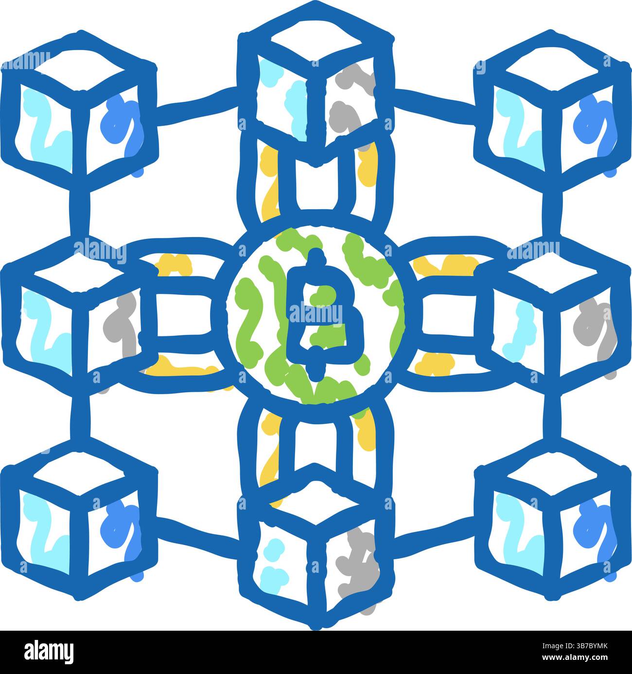 blockchain finance technology icon doodle illustration Stock Vector ...