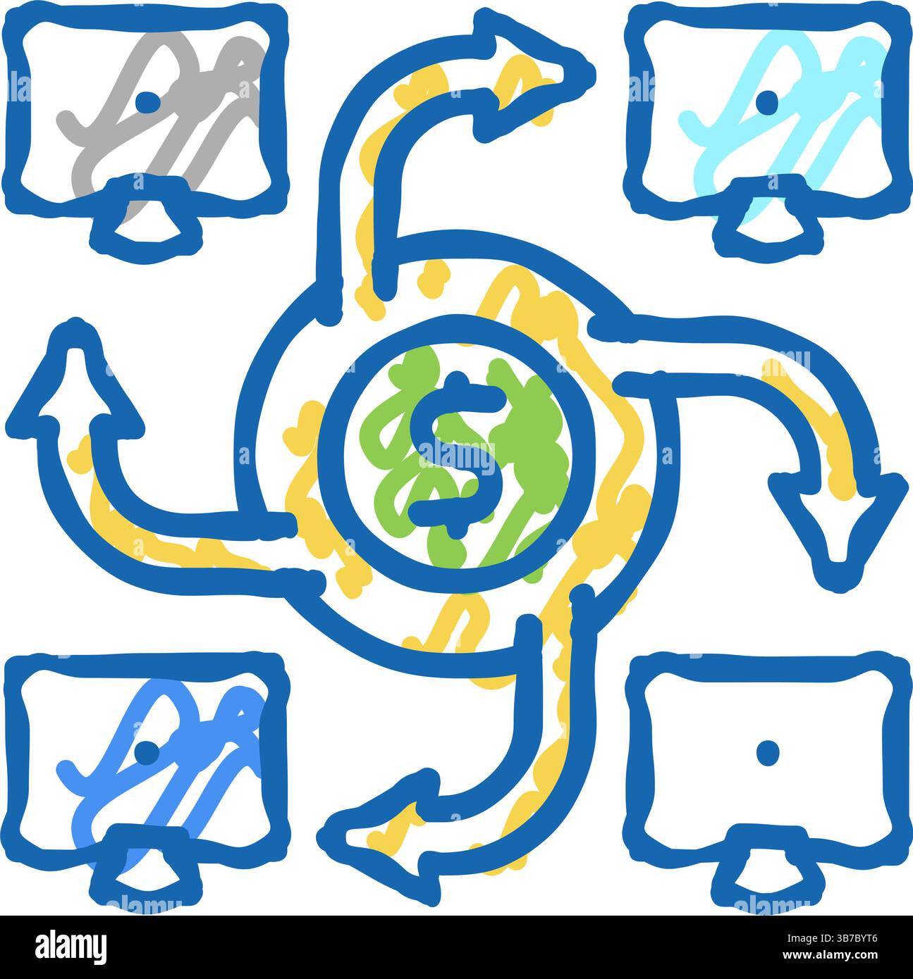p2p finance system icon doodle illustration Stock Vector Image & Art ...