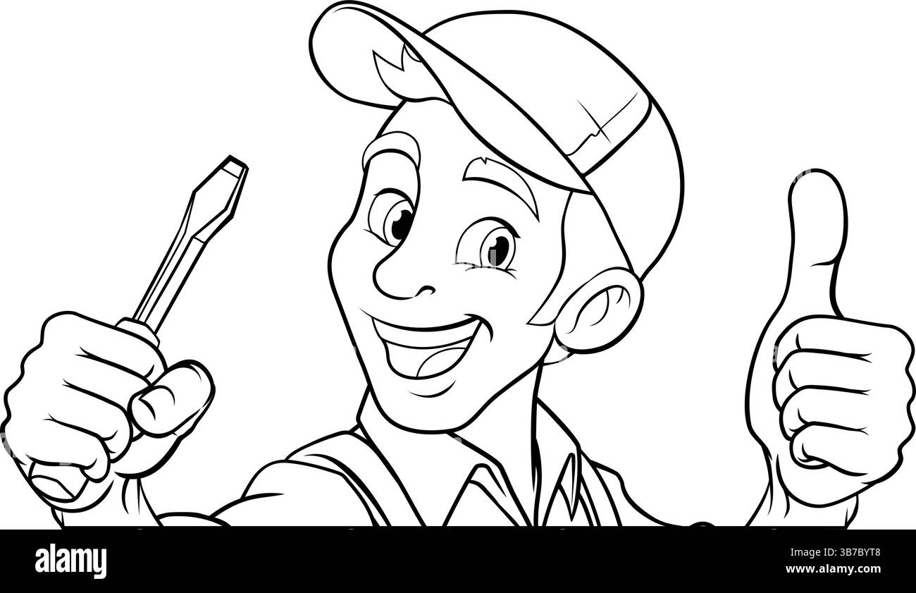 Electrician Handyman Screwdriver Cartoon Mascot Stock Vector Image ...