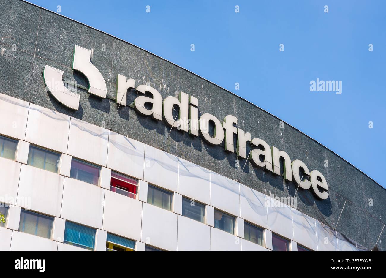 Sign of Radio France, the French national public radio broadcaster, on ...