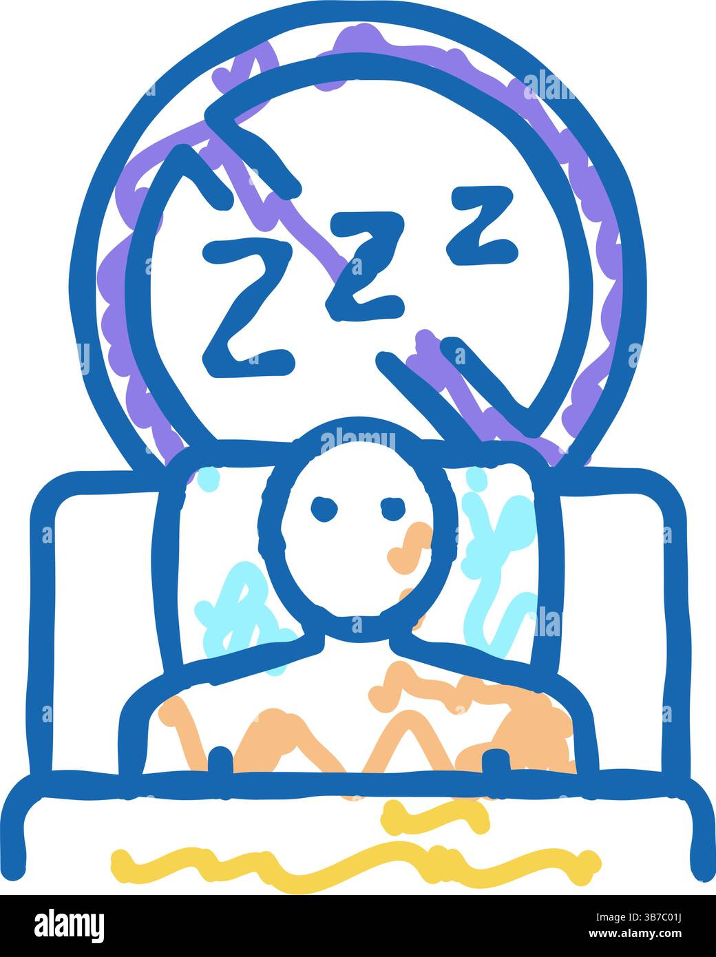 Difficulty Falling Asleep At Night Icon Doodle Illustration Stock