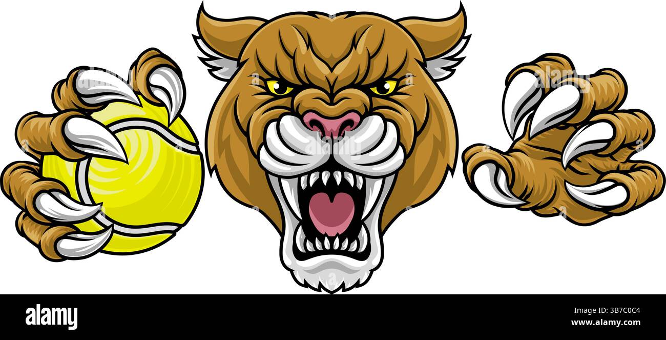 Cougar Panther Mountain Lion Puma Tennis Mascot Stock Vector Image ...