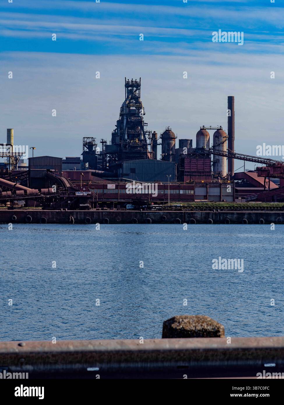 Blast furnace and general view of the Arcelor Mittal Dunkirk steelworks ...