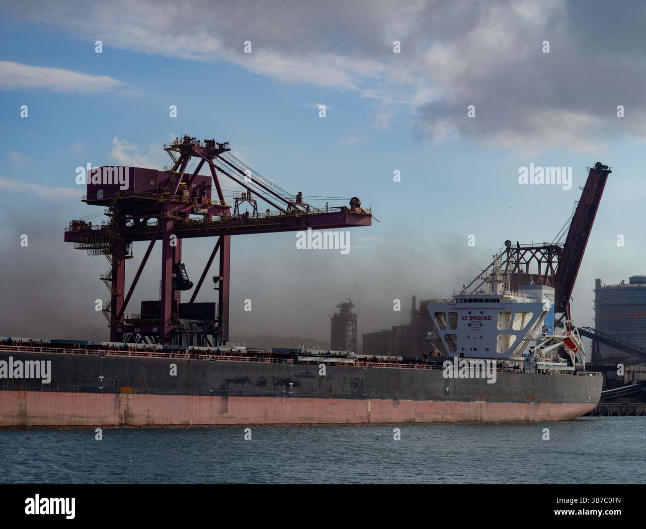 Blast furnace and general view of the Arcelor Mittal Dunkirk steelworks ...