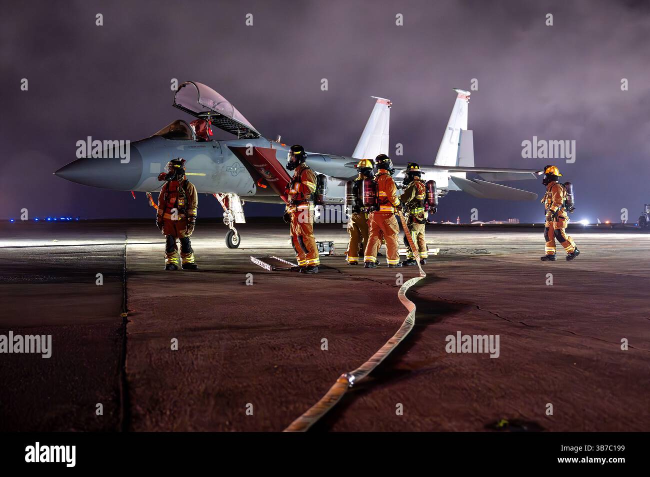 U.S. Air Force firefighters assigned to the 18th Civil Engineer ...