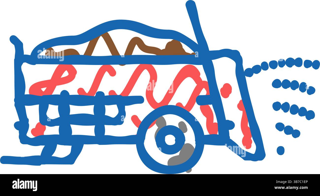 manure spreader farm machine icon doodle illustration Stock Vector ...