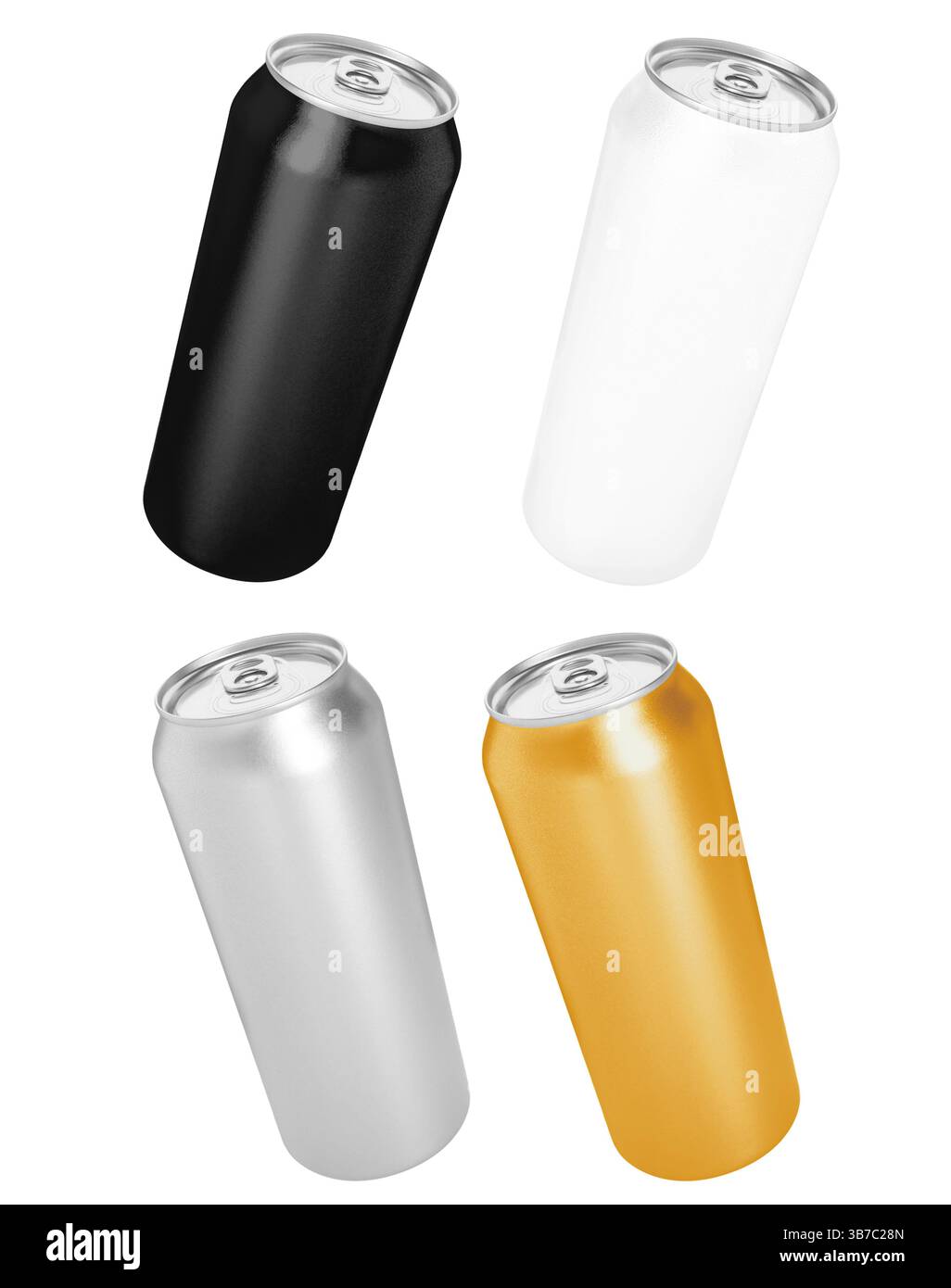 Tin cans in different colors isolated on white, set Stock Photo - Alamy